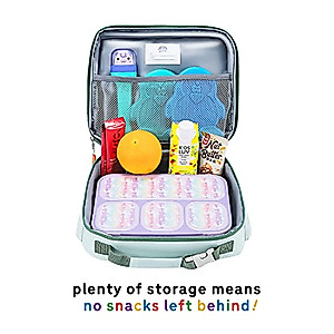 uninni Mint Insulated Lunch box for Kids - Age 3+ with Leak-Resistant Storage, Mesh Pocket, Removable Divider for Snacks, Sandwiches and Drinks, BPA-Free Food-Grade lunch bag kids, Girls and Boys