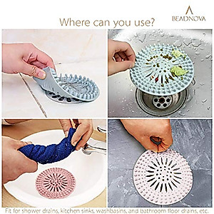 BEADNOVA Drain Hair Catcher Shower Drain Cover Silicon Shower Drain Hair Trap Universal Hair Stopper for Shower Drain Bathroom Bathtub Kitchen Tub (Mix Colors, 4 Pack)