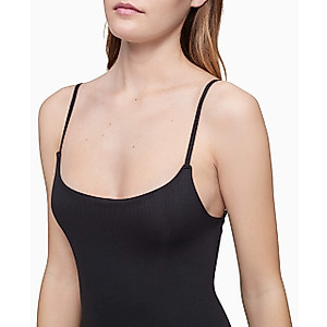 Calvin Klein Women's Pure Ribbed Lounge Bodysuit, Black, M