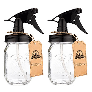 Jarmazing Products Mason Jar Sprayer – Black – With 16 Ounce Ball Mason Jar – 2 Pack!