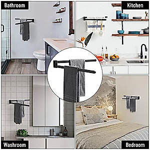 BGL Swivel Towel Rack Black Swivel Towel bar Movable Double Towel Rails Matt Rubber Black Bathroom Accessories