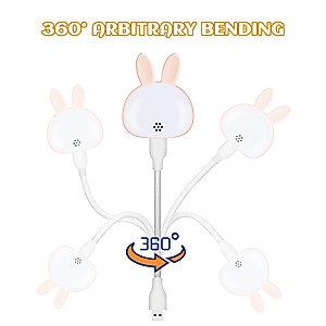 ESPETIO Smart Voice USB Reading Lamp,Mini Night Light for Laptop Keyboard, 3 Color Temperature 360° Flexible Gooseneck Desk Lamp for Bedroom Nursery Kids Room Study Office