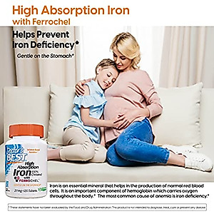 Doctor's Best High Absorption Iron with Ferrochel, Gentle on The Stomach, Immune Health, Blood Health, 27 mg