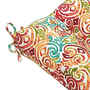 Pillow Perfect Outdoor/Indoor Tufted Bench/Swing Cushion, 18" x 56", Blue Corinthian Dapple