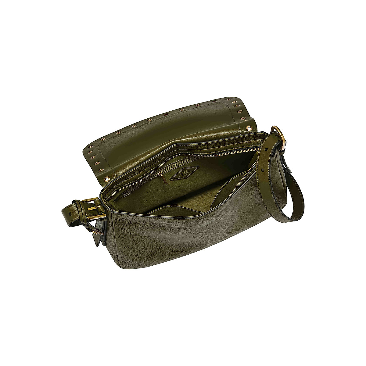 Fossil Women's Harper Eco-Leather Large Flap Crossbody Purse Handbag, Green Moss (Model: ZB1569376)