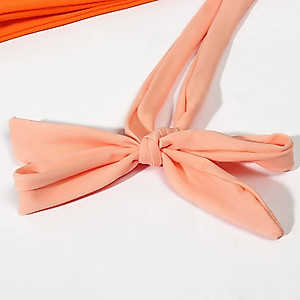 MOOSLOVER Women One Shoulder High Waisted Bikini Tie High Cut Two Piece Swimsuits(M,Orange)