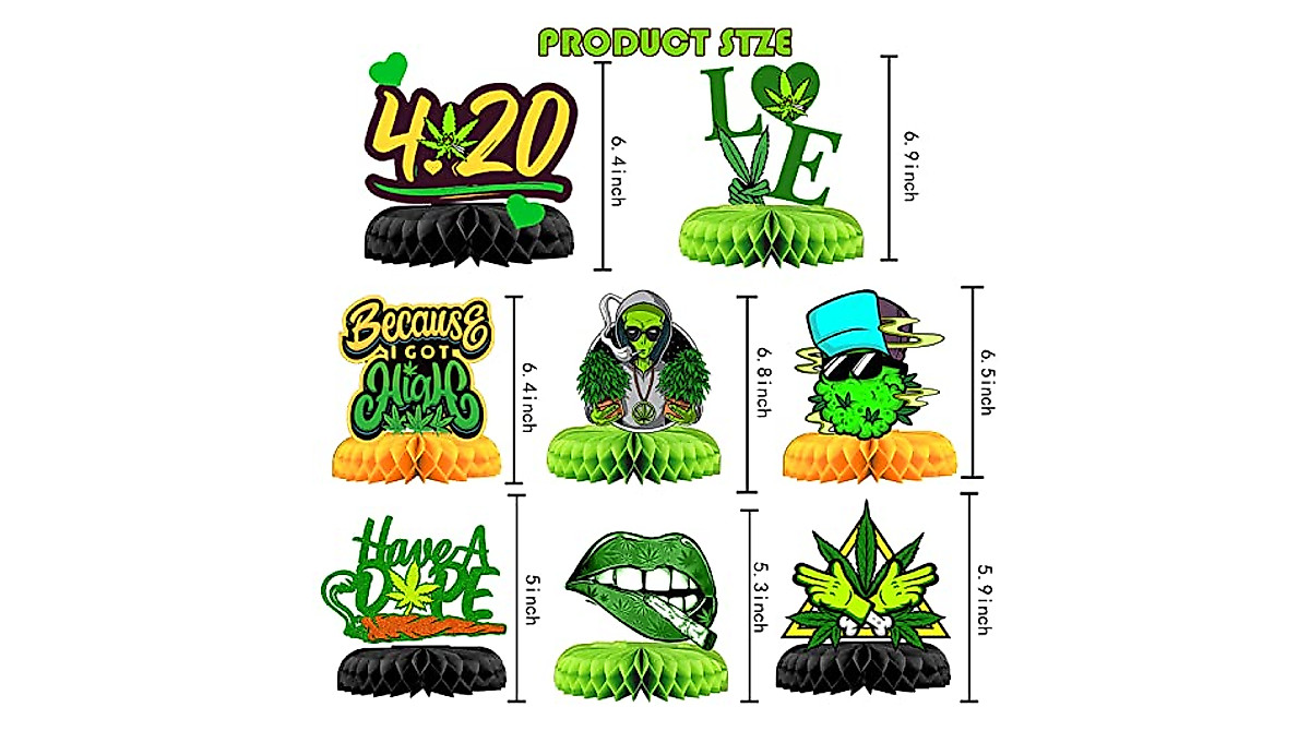 8pcs Weed Honeycomb Centerpieces for 420 Party Decor
