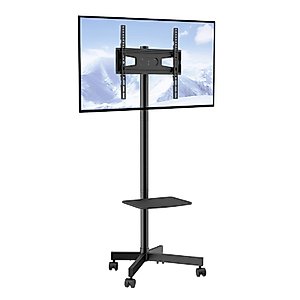 VEVOR Mobile TV Stand for 23-60 inch TVs Screen Holds up to 88lb, Height Adjustable Rolling TV Stand with Locking Wheels and Tray, Max VESA 400x400mm, Movable Floor TV Stand for Bedroom, Living Room