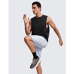 CRZ YOGA Mens Lightweight Muscle Workout Tank Tops Quick Dry Large Armhole Sleeveless Running Athletic Shirts Top Black Large