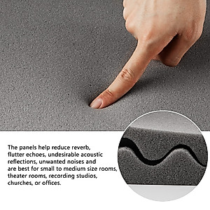 Sound Proof Foam Panels for Walls: 12 pcs Acoustic Foam Panels with Double Side Adhesive Sticker for Studio Recording Office Bedroom Home Theaters 1 X 12 X 12 Inches (Triangle Gray)