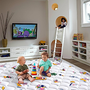 Vibe bear Baby Play Mat 79" X 71", Thicker Foam One-Piece Crawling Mat, Extra Large Anti- Slip Crawling Mat Activity Playmats for Babies,Toddlers, Infants, Play & Tummy Time