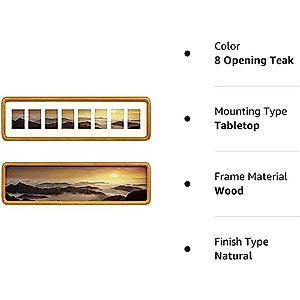 Solid Natural Wood Picture Frames with Mat for Wall Rustic Tabletop Collage Wall Decor Multi Openings Photo Frame 4x12/4x16 Matted to 1.5x2.5,Vertical or Horizontal Display for Wall (Walnut, 6 Opending)