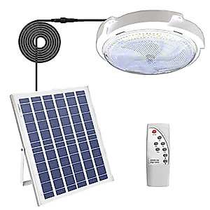 OUGETHER Solar Lights Indoor, Solar Ceiling Light IP65 Waterproof Solar Powered Pendant Light with Remote Control Indoor Outdoor Garden Corridor Lamp (White)