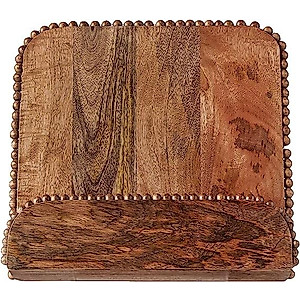 Mud Pie Beaded Cookbook Holder, 11" x 11", Natural Brown