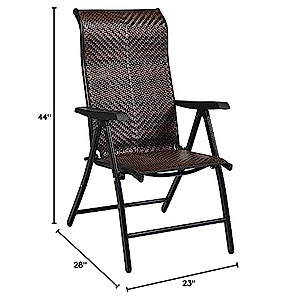 2PCS Outdoor PE Rattan Folding Lounge Chair Recliner 5 Adjustable Backrest Position Steel Frame Ideal For Patio Beach Balcony Backyard Pool Side Use Perfect For Family Gathering Party Outdoor Camping