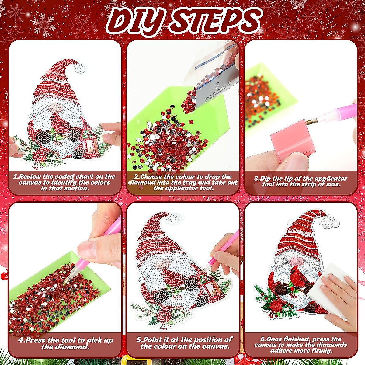 Sintuff 3 Pcs 5D Sunflowers Gnomes Bee Diamond Painting Kits Hanging Honeybee Dwarf Sunflowers DIY Round Diamond Art Kits Gnome Diamond Painting Kits for Art Adults Beginners DIY Home Wall (Garland)