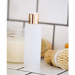 JUVITUS 6 oz Clear Natural Refillable Plastic Squeeze Bottle with Gold Metal Disc Cap (12 Pack)