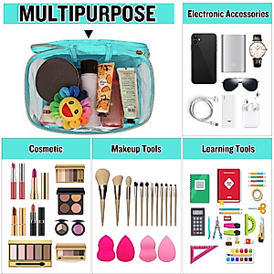 Chenille Letter Clear Makeup Bags Hair Pouch, Preppy Patch Makeup Bag Zipper with Handle, Transparent PVC & Nylon Waterproof Glitter Cosmetic Handbag Travel Toiletry Storage for Women Girl(HAIR-Green)