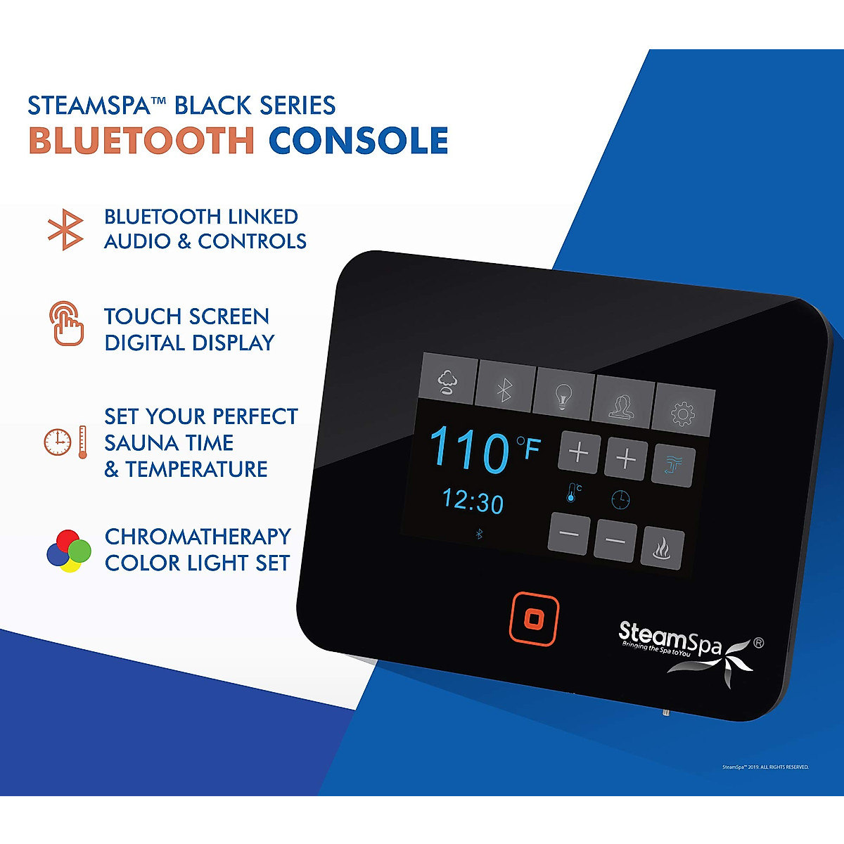 Steam Shower Generator Kit System | Brushed Nickel Shower Head + Self Drain Combo | Enclosure Steamer Sauna Spa Stall Package |Touch Screen Wifi App/Bluetooth Control Panel |12kW Raven |SS-RVB1200BN-A