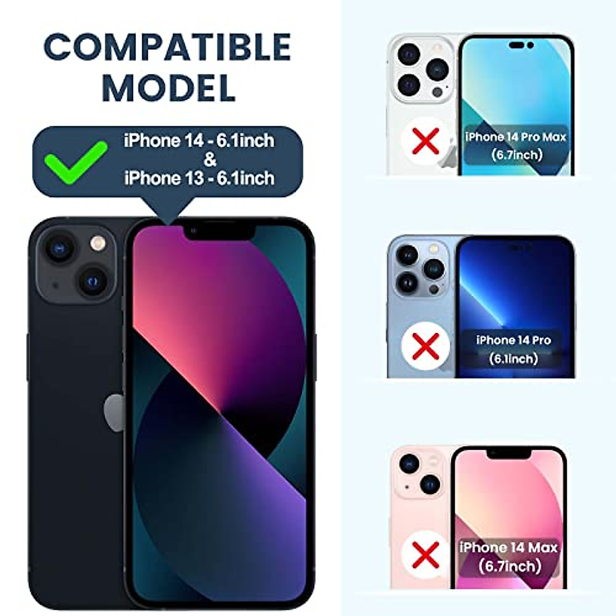 Goton Armor Case for iPhone 14 Case & iPhone 13 Case with Slide Camera Cover & Kickstand, Heavy Duty Military Grade Protection Phone Case, Built-in Rotate Ring Stand, Shockproof Rugged Case Black