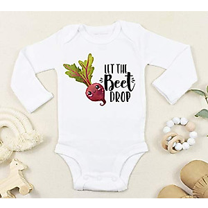 Let the Beet Drop Funny Vegan Baby Bodysuit or TShirt, Vegetable Baby Clothes, Vegan Baby Gift, Pun Baby Clothes, Unisex Baby Shower Gifts (2T Short Sleeve T-Shirt)