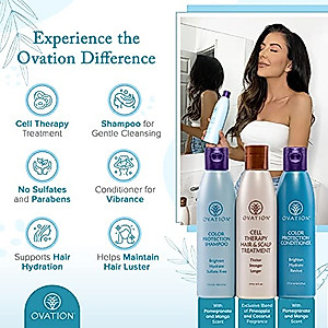 Ovation Hair Color Protection Cell Therapy 6 oz System - Color Protection Shampoo and Conditioner, Cell Therapy Hair & Scalp Treatment - Hair Treatment Set to Brighten and Hydrate Color-Treated Hair