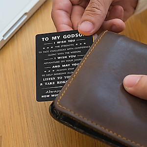 Mataly Godson Inspirational Gifts, Godson Wallet Card from Godmother Godfather for Birthday Graduation