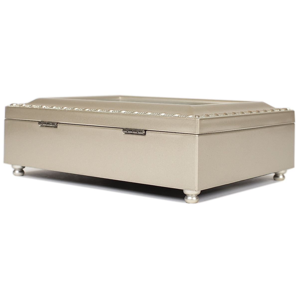 Cottage Garden The Lord is My Strength Song Silvertone Rope Trim Jewelry Music Box Plays Amazing Grace