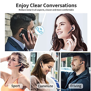 Kinganda Bluetooth Headset for Cell Phone, V5.1 Bluetooth Wireless Earpiece Headset with CVC 8.0 Noise Canceling Microphone for Driving/Business/Office, Compatible with iPhone and Android (Black)