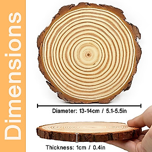 DSYIL 10 PCS Unfinished Wood Slices Bulk, 5.1-5.5 Inch Round Craft Wood Circles with Tree Bark,Christmas Ornaments Wood for Crafts Rustic Wedding Centerpieces Decoration