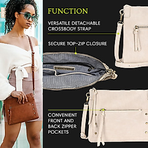 Antik Kraft The Savannah Crossbody Shoulder Bag - Bone | Vegan leather Crossbody Shoulder Bag | Shoulder Bag with removable crossbody strap 53-63 cm | 11in x 1.5in x 8.5in |
