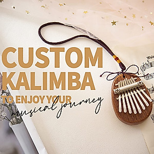 VEELU Custom 8 Key Mini Kalimba Thumb Piano with Your Name & Text, Portable Marimba Handmade Musical Instrument Beginner Kids Finger Piano Personalized Gifts for Girlfriend Valentine's Day Birthday