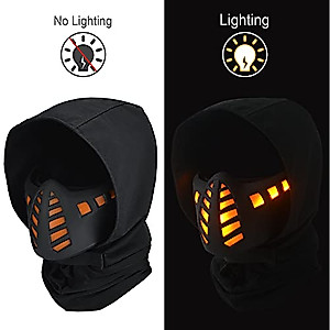 Guayma Halloween Scary Led Mask Light Up Demon Oni Cyberpunk Half Face Masks For Costume Cosplay Party,Black