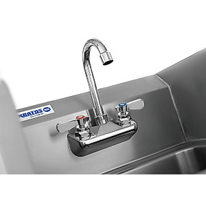 Kratos 28W-091 NSF Commercial Hand Sink with Gooseneck Faucet - 9"Wx9"Dx5"H Bowl - 7-3/4" Side Splashes
