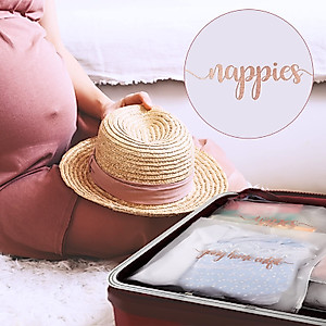 15 Pack Hospital Bags for Labor and Delivery 11 x 14 Inch Diaper Bag Organizing Pouches Resealable Maternity Hospital Bag Essentials Frosted Clear Plastic Bags for Packaging Product (Rose Gold Letter)