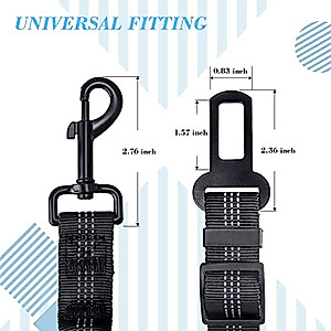 2 Pack Dog Seat Belt Adjustable Dog Car Seatbelts for Vehicle Nylon Pet Safety Seat Belt with Elastic Bungee Buffer Reflective & Durable Car Harness for Dogs