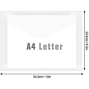 EOOUT 30pcs Plastic Envelopes, Clear Reusable Poly Envelope Waterproof File Folder with Snap Button, US Letter, A4 Size, for School Office Supplies