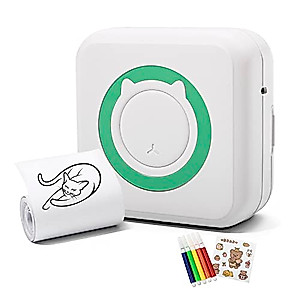 BIGFOX Mini Printer, Inkless Thermal Portable Printer Built-in 1200mAh Battery Wireless Bluetooth Photo Printer Sticker Maker Machine Label Receipt Printer Handheld Compatible with iOS/Android
