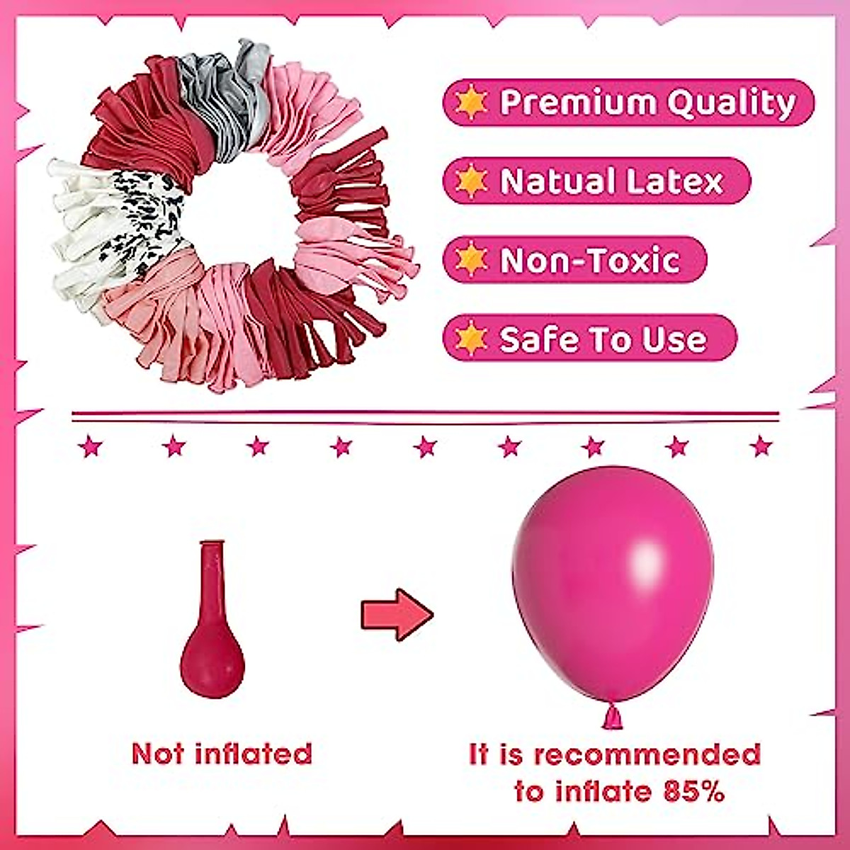 Amandir 113Pcs Western Cowgirl Birthday Party Decorations, Retro Horse Rodeo Party Supplies Backdrop for Girls Hot Pink Silver Balloon Garland Arch Kit Birthday Banner Horse Garland Cake Toppers