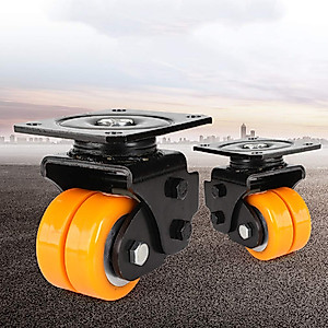 Chair Castors,Swivel Caster Wheels,Yellow Swivel Gate Wheel Polyurethane Plate Caster Fence Hardware,Heavy Duty Double Wheel,Scalable Double Spring Loaded,Secondary Shock Absorption,Plane Bearing,for
