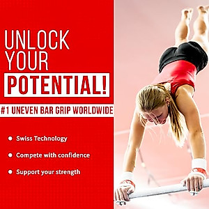 Reisport Women's Uneven Bar Hook/Loop Gymnastics Grips - Durable Leather Hand Grips for Gymnastics Bars Women & Girls - Gymnastics Equipment & Accessories Advanced Gymnasts, Made In USA - Medium