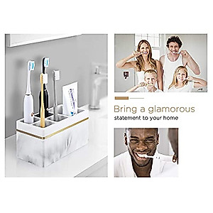 Luxspire Vanity Bathroom Tray Toilet Tank Storage Tray, 5 Slots Electric Toothbrush Holders,