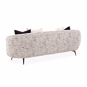 Michael Amini Noir Boucle 94" W Fabric Sofa in Ivory/Black Finish