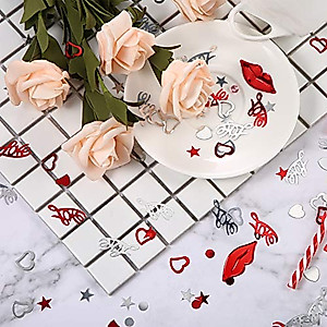 TecUnite 4000 Pieces Valentine Confetti for Valentine's Day Wedding Party Table Decoration with Heart, Love, Lip Print, Acrylic Diamond Shape Design Confetti, 3.5 Ounce