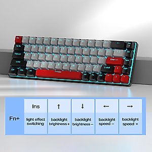 MageGee Portable 60% Mechanical Gaming Keyboard, MK-Box Blue LED Backlit Compact 68 Keys Mini Wired Office Keyboard with Brown Switch for Windows Laptop PC Mac - Grey/Black