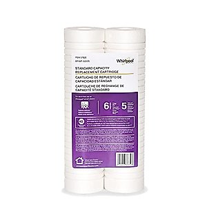 Whirlpool Whole Home Standard Capacity Sediment Filters WHKF-GD05, 2 Pack, 5 Micron, 6-Month Filter Life, Reduces Sediment, Sand, Soil, Silt & Rust, for standard filter housings