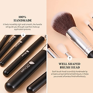 DUcare Makeup Brushes with Bag,15Pcs Makeup Brush Set Christmas Gift Travel Kabuki Foundation Blending Blush Eyeliner Shadow Brow Concealer Brushes Kit Black