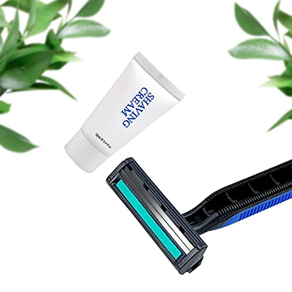 Disposable Razors in Bulk Shaving Kit Twin Blade Razors and Cream(12g), Individually Wrapped Toiletries Amenities for Hotel, Airbnb, Homeless, Shelter, Camping and Travel (100 Pack)