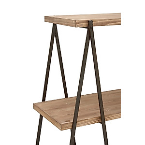 Deco 79 Antique Colonial Useful Wood Metal 3-Tier Shelf, 59" x 18" x 51", Brown