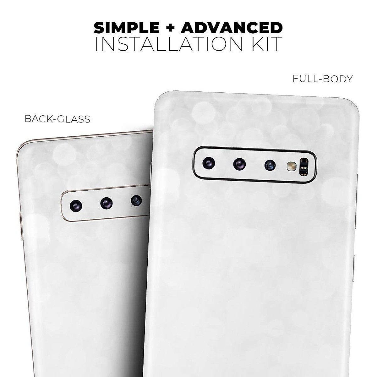 DesignSkinz Silver and White Unfocused Sparkle Orbs Protective Vinyl Decal Wrap Skin Cover Compatible with The Samsung Galaxy S20 (Screen Trim & Back Glass Skin)